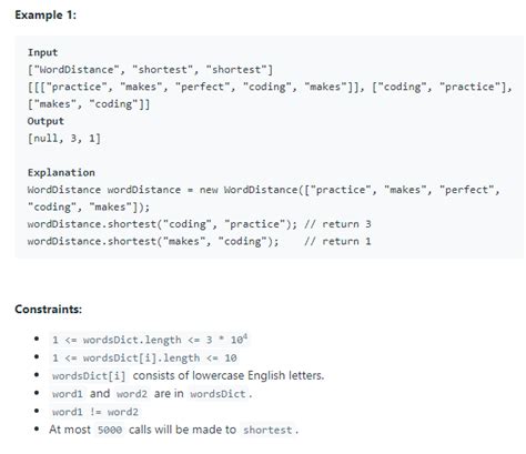 Shortest Word Distance II Issue Spiralgo Algorithms GitHub