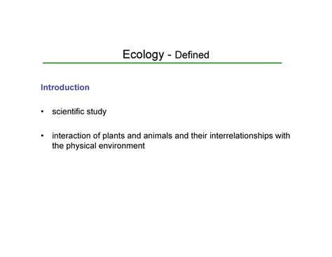 Lec Lecture Biology Notes Ecology Defined Introduction Scientific Study Interaction