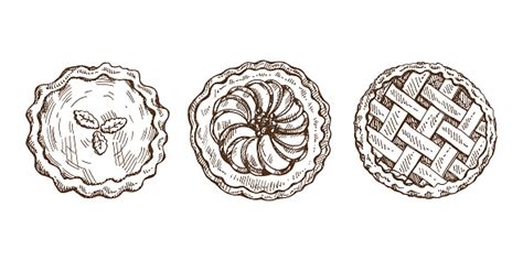 손으로 그린 빈티지 세트의 전통적인 케이크와 파이 스케치 달콤한 빵집 과일 딸기 호박 평면도 잉크 베이킹 그림의 벡터 모음입니다 추수 감사절 크리스마스를위한 음식 가을에