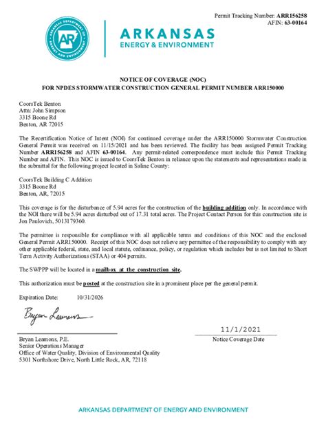 Fillable Online Permit Tracking Number Arr156258 Afin Adeq Fax Email