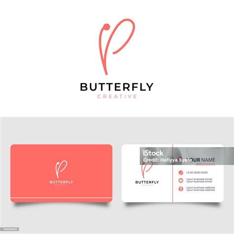 나비 편지 P 명함 뷰티 살롱 벡터 로고 창조적 인 일러스트레이션 0명에 대한 스톡 벡터 아트 및 기타 이미지 0명 개념