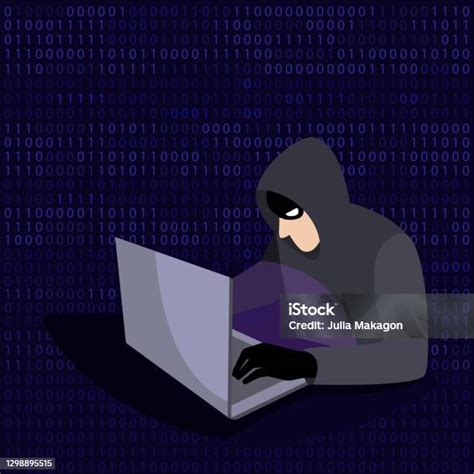 노트북을 가진 해커 암호 해킹 및 신원 도용 소프트웨어 버그 바이러스 및 스팸과 웹 범죄 피싱 온라인 사기 사이버 범죄 및 웹