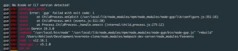 Node Js Npm Install Fails On Node Gyp Rebuild With Gyp No Xcode Or CLT Version Detected