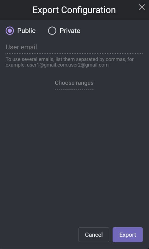 Export Ranges FreeBetRange Manual