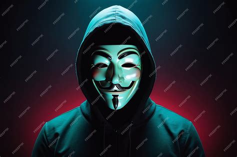 Premium Ai Image Portrait Of An Anonymous Man Hacker Wearing Neon