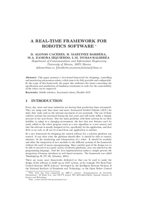 Pdf Java Framework For Real Time Robotics Control