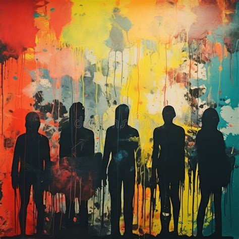 Silhouettes Against A Melting Pot Of Colors Ai Generation Stock Image