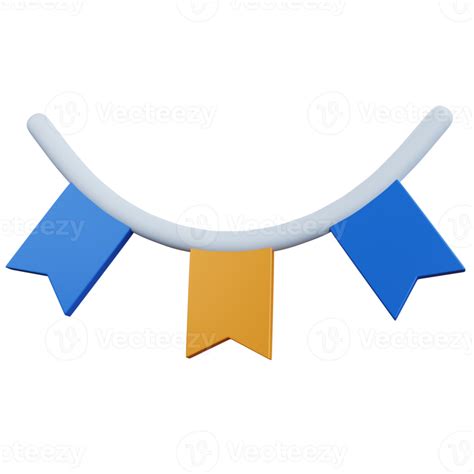 3d Rendering Blue Party Flag Isolated 10834843 Png