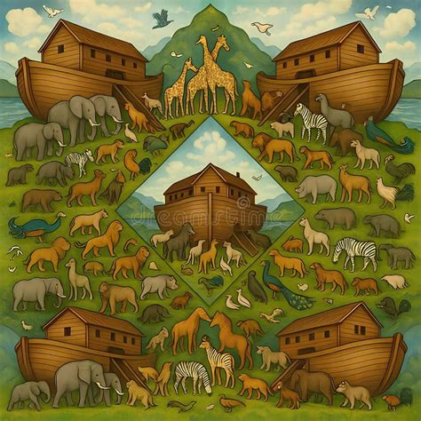 Noah S Ark And The Flood Illustration Stock Illustration Illustration