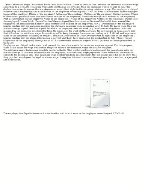 Fillable Online Open Minimum Wage Declaration Form Fax Email Print