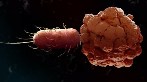 Bacteia And Cancer Cell On Black Background Backgrounds Motion