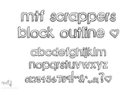 Mtf Scrappers Block Outline Miss Tiina Fonts