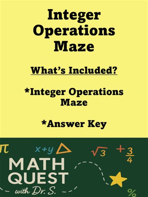 Integer Operations Maze Printable Activity For Middle School Math