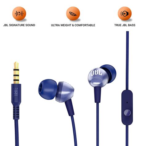 Buy JBL C SI Wired Earphone With Mic In Ear Blue Online Croma