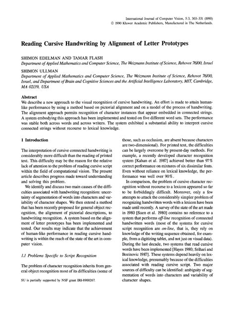 Pdf Reading Cursive Handwriting By Alignment Of Letter Prototypes