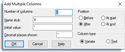 Spreadsheet Add Multiple Columns Genstat Knowledge Base 2023