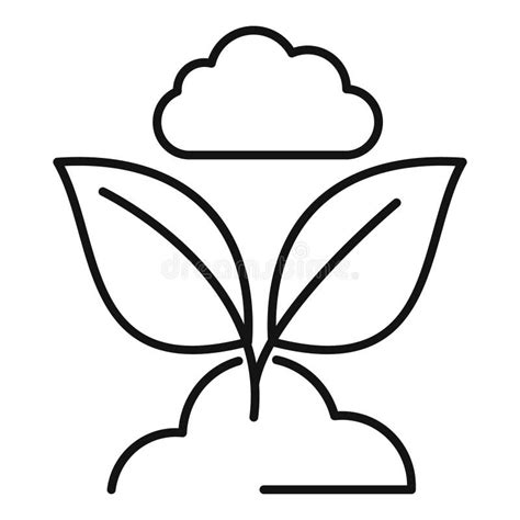 Eco Cloud Computing Green Technology Symbol With Sprout Growing From