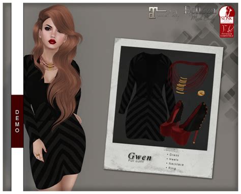 Second Life Marketplace Wicked Gwen Full Outfit Demo