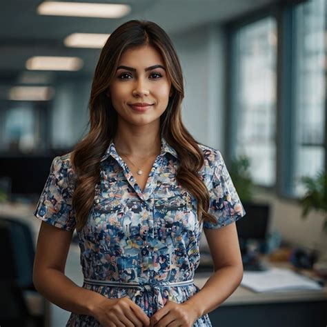 Premium Photo A Working Girl Is Standing In An Office Dress
