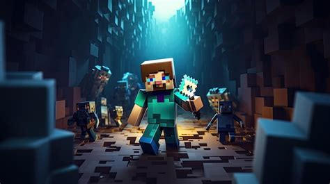 Grupo De Personas Jugando A Minecraft En Un Mundo Virtual Dinámico
