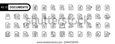 Document Line Icon Set Documents Symbol Stock Vector Royalty Free