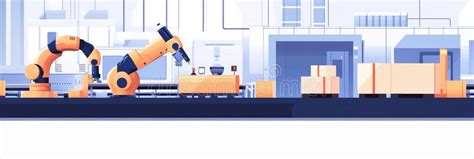 Robotic Machines Enhance Automated Production In A Modern Factory