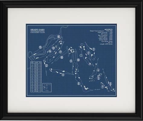 Shady Oaks Country Club Blueprint Print Golfblueprints