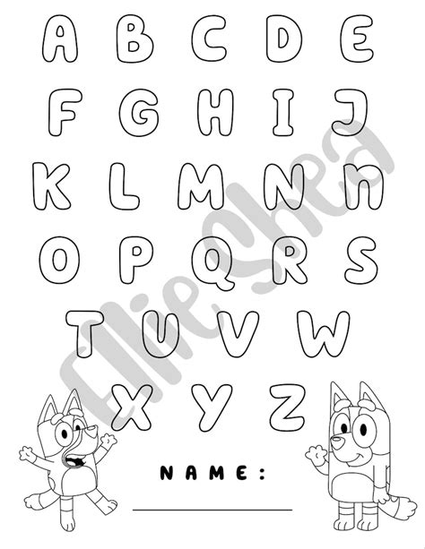 Bluey Alphabet Learning Coloring Sheet Etsy