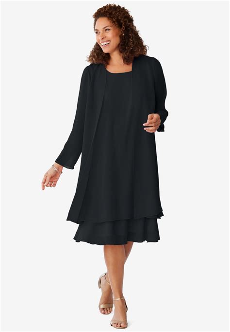 2 Piece Jacket Dress Set For Special Occasions Black Woman Within