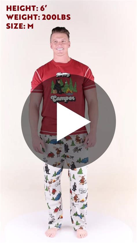 Happy Camper Mens Red Pj Set Happy Camper Mens Red Pj Set