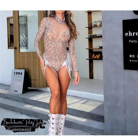 Rhinestone Bodysuit Etsy