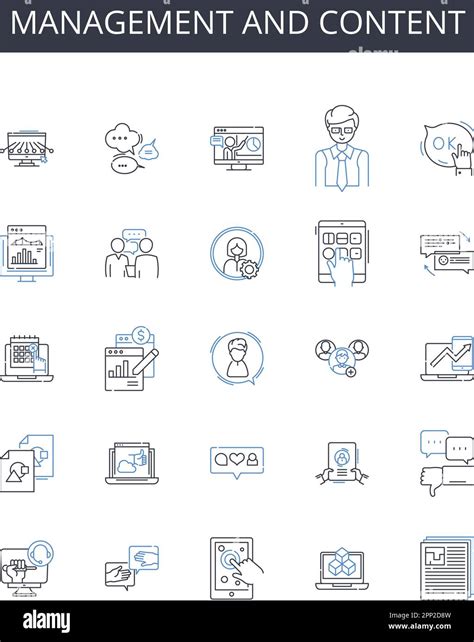Management And Content Line Icons Collection Administration