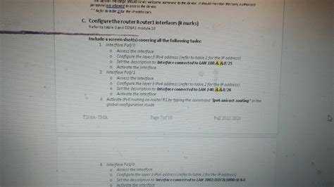 Solved Efer To Table 2 And Ccna1 Module 10 Include A Screen