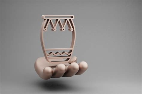 아름다운 추상적 인 삽화 골든 핸드 홀딩 뮤지컬 빅 봉고 심볼 아이콘 회색 배경에 3d 렌더링 그림 디자인의 배경 패턴 0명에 대한 스톡 사진 및 기타 이미지 Istock