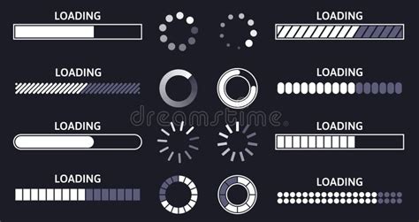 load indicator loading status bar round buffer download progress and line upload or file