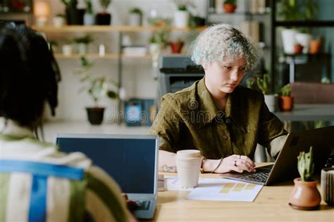 Female Programmer Focused On Work Stock Image Image Of Casual Ecofriendly 330683453