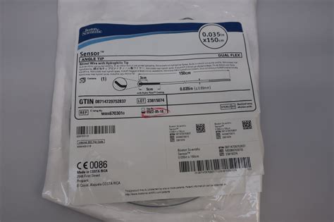 New Boston Scientific 670301 Sensor Nitinol Wire With Hydrophilic Tip Angle Tip 0035 X 150cm