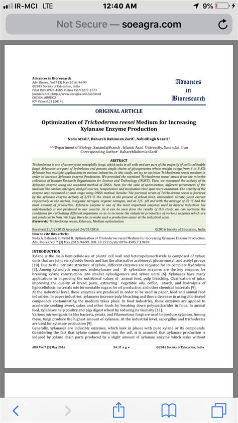 Pdf Optimization Of Trichoderma Reesei Medium For Increasing Xylanase Enzyme Production