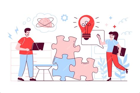 Premium Vector Creative Agency Concept In Flat Line Design Man And