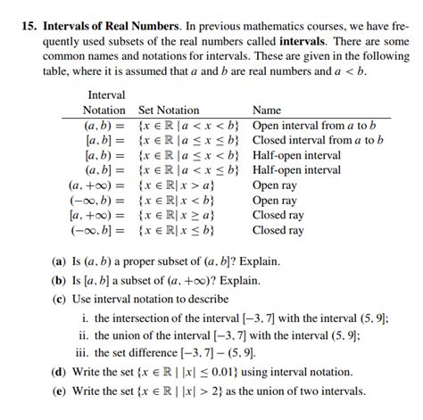 Solved 15 Intervals Of Real Numbers In Previous