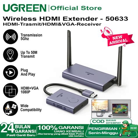 Jual Ugreen Wireless Hdmi Video Transmitter Receiver Extender Display Tv 5m Shopee Indonesia