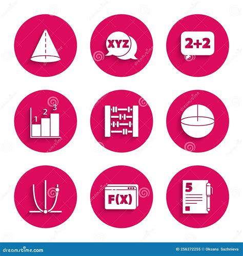 Set Abacus Function Mathematical Symbol Test Or Exam Sheet And Pen Geometric Figure Sphere