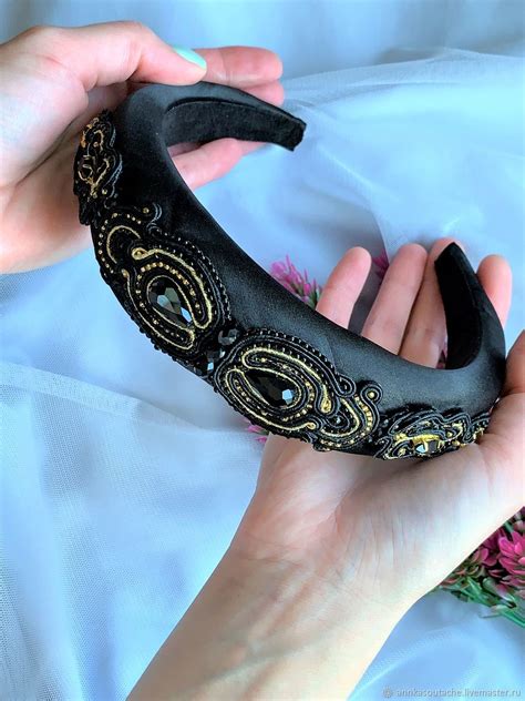 Мягкий ободок для волос, Объемный черный ободок, Новогодние ободки ...