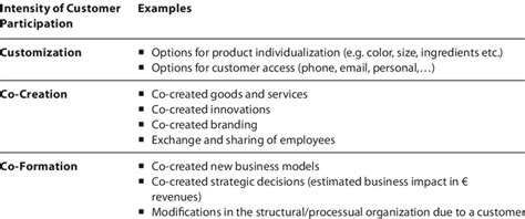 Categorization Of Customer Participation Download Table