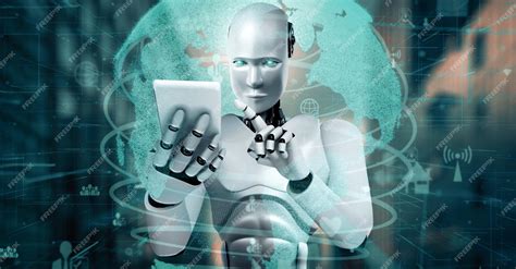 premium photo xai internet connection controlled by ai robot huminoid