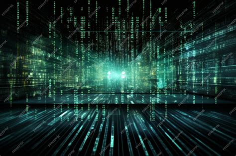 abstract digital binary code data on computer screen background for technology concept premium