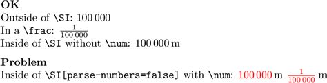 spacing use num macro with si[parse numbers false] tex latex