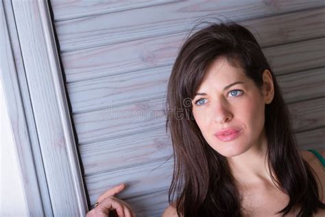 Portrait Of Beautiful Young Brunette Outside Stock Image Image Of