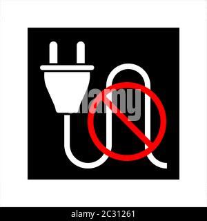 Illustration Of A Not Allowed Icon With A Plug Do Not Connect Sign Stock Vector Image Art Alamy