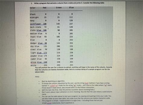 Solved 1 Write A Program That Extracts A Column From A